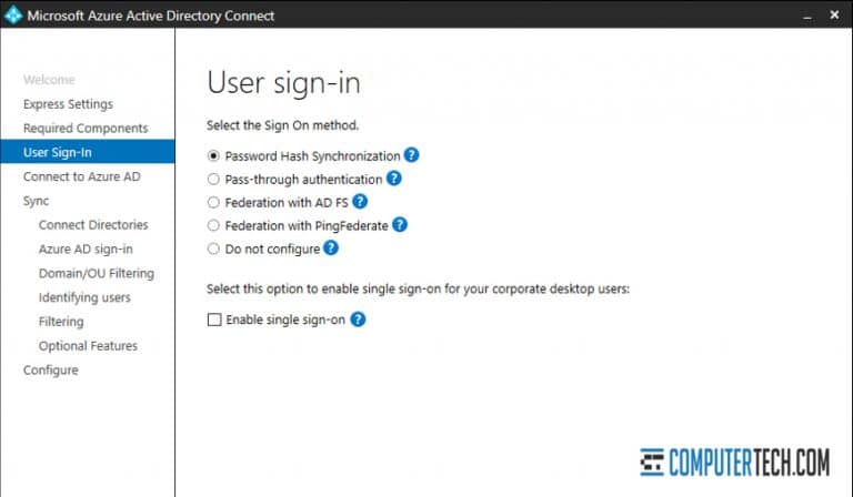 A Step by Step Install of Azure Active Directory Connect